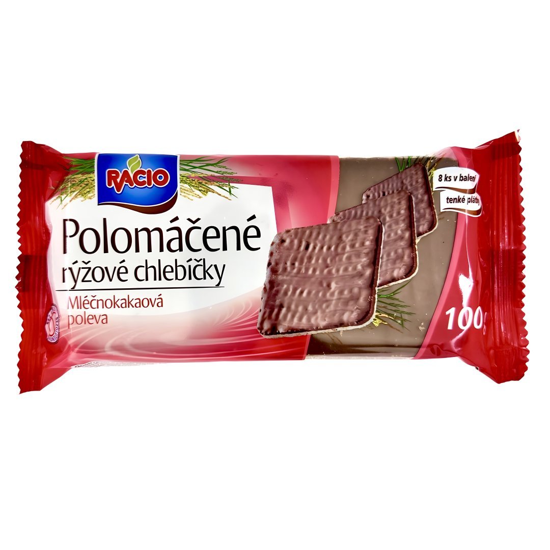Chlebíčky Ryžové Polomáčané v Mliečno-kakaovej poleva Racio 100g • HORTI.sk