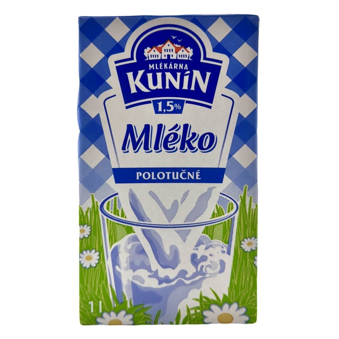 Mlieko Polotučné Trvanlivé 1,5% 1L Kunín • HORTI.sk